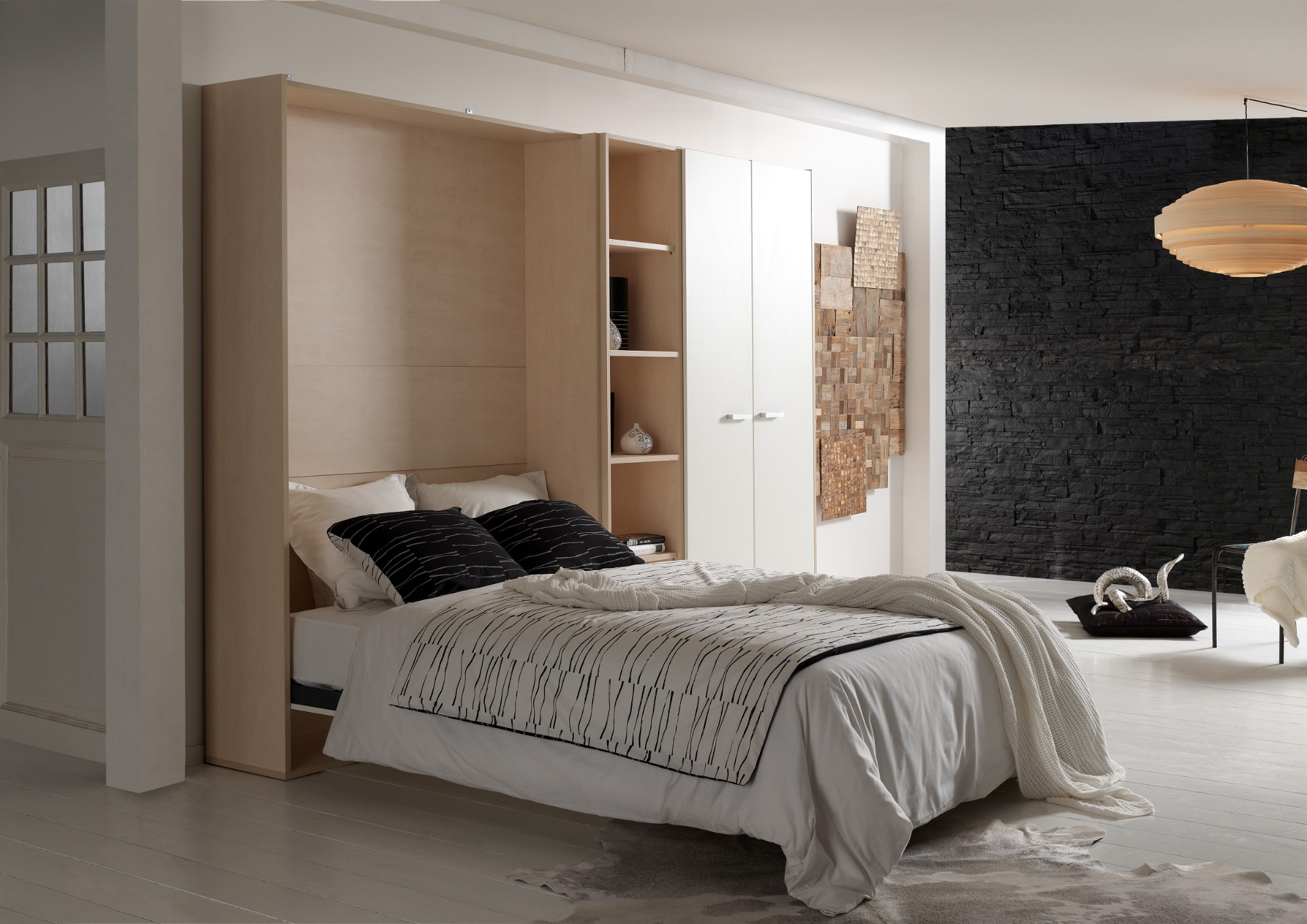 Bed in kast open - Meubelen Lucas | Salons, Eetkamers, slaapkamers